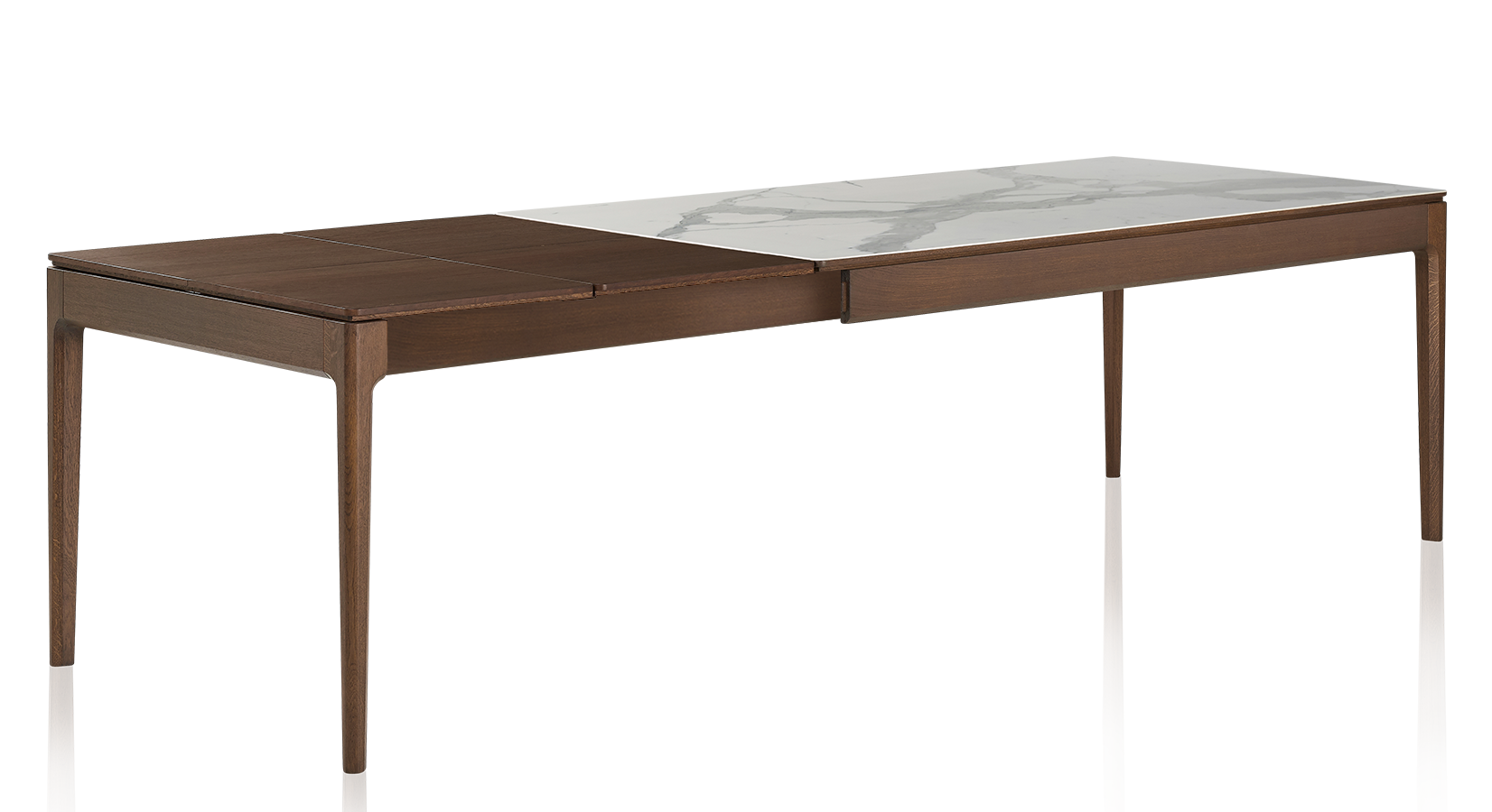Table extensible en chêne foncé et céramique effet marbre blanc 160x100 ...