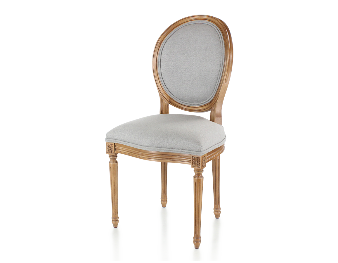 Chaise ancienne style Louis XVI tissu gris clair - Médaillon | Maison ...