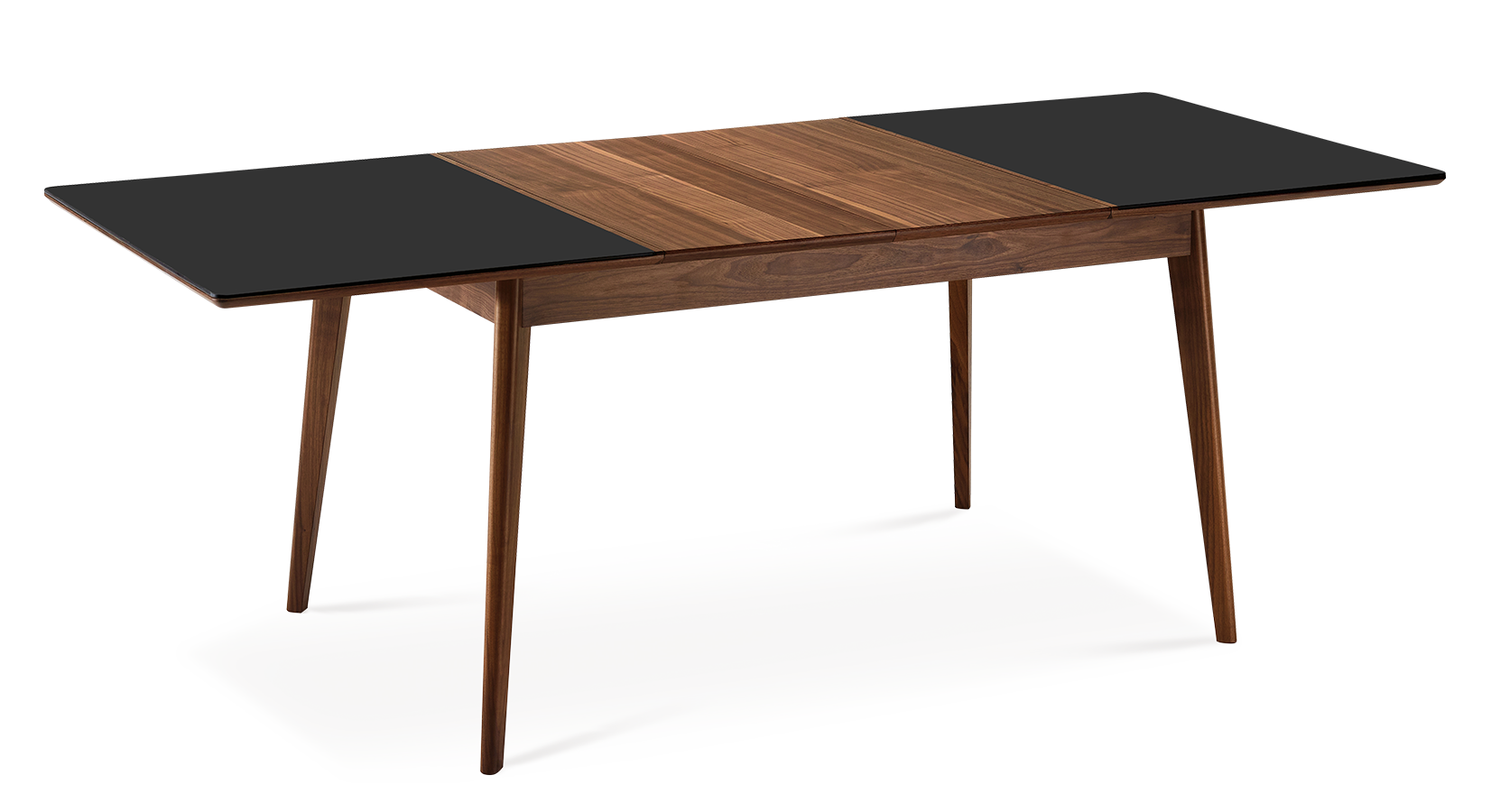 Table extensible en noyer dessus céramique noire unie allonges noyer ...