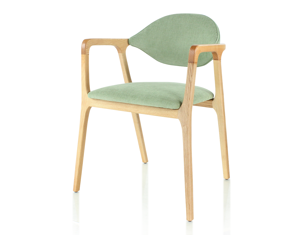 Chaise scandinave teinte naturelle et tissu vert - Eden | Maison Saulaie