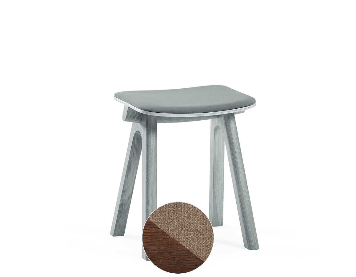 Stool h45 cm dark brown tint taupe fabric seat - Chevron | Maison Saulaie