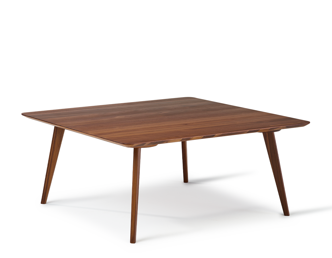 Table basse carré aux angles arrondis en noyer plateau bois F3 teinte ...