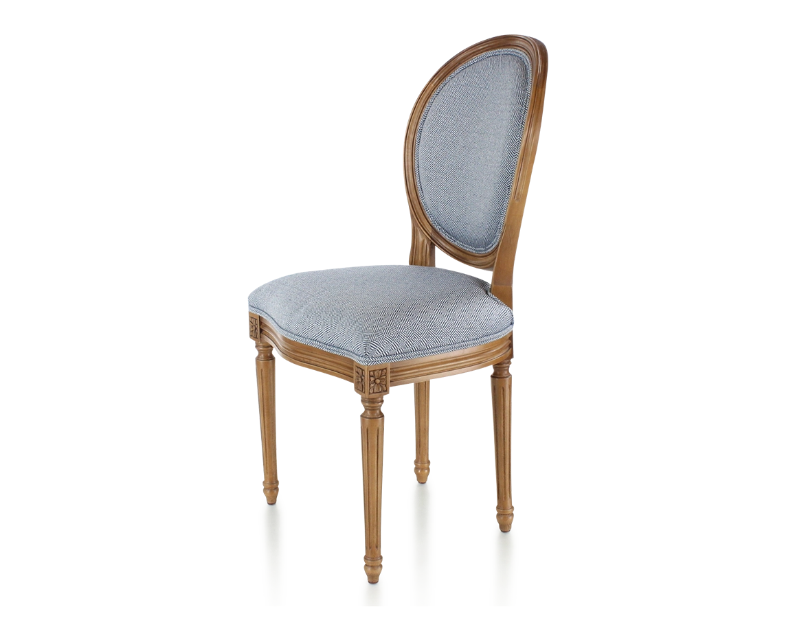 Chaise ancienne style Louis XVI tissu chevron bleu - Médaillon | Maison ...