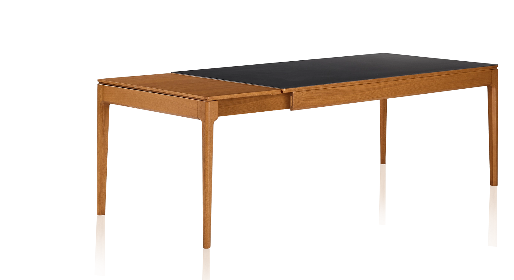 Table extensible en chêne teinte merisier et céramique noire unie ...
