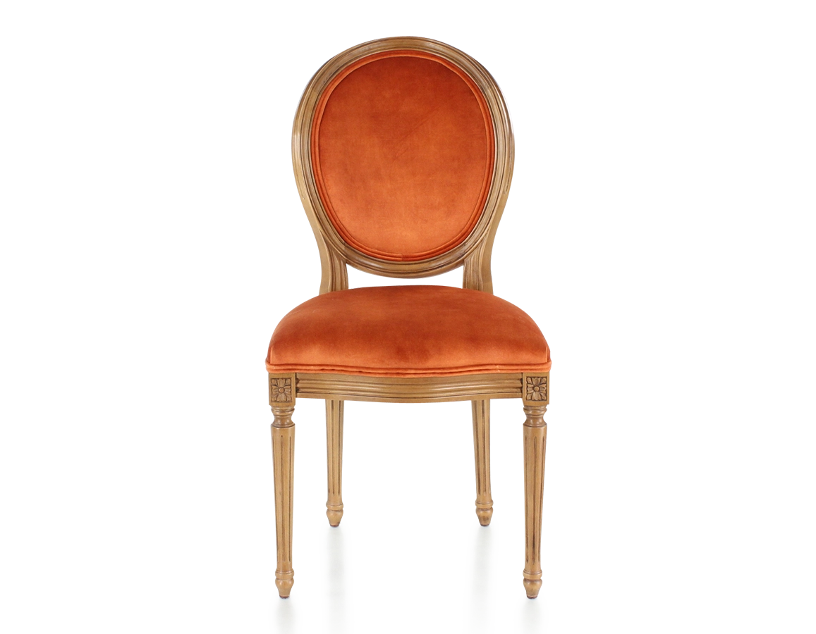 Chaise ancienne style Louis XVI tissu velours terracotta- Médaillon ...