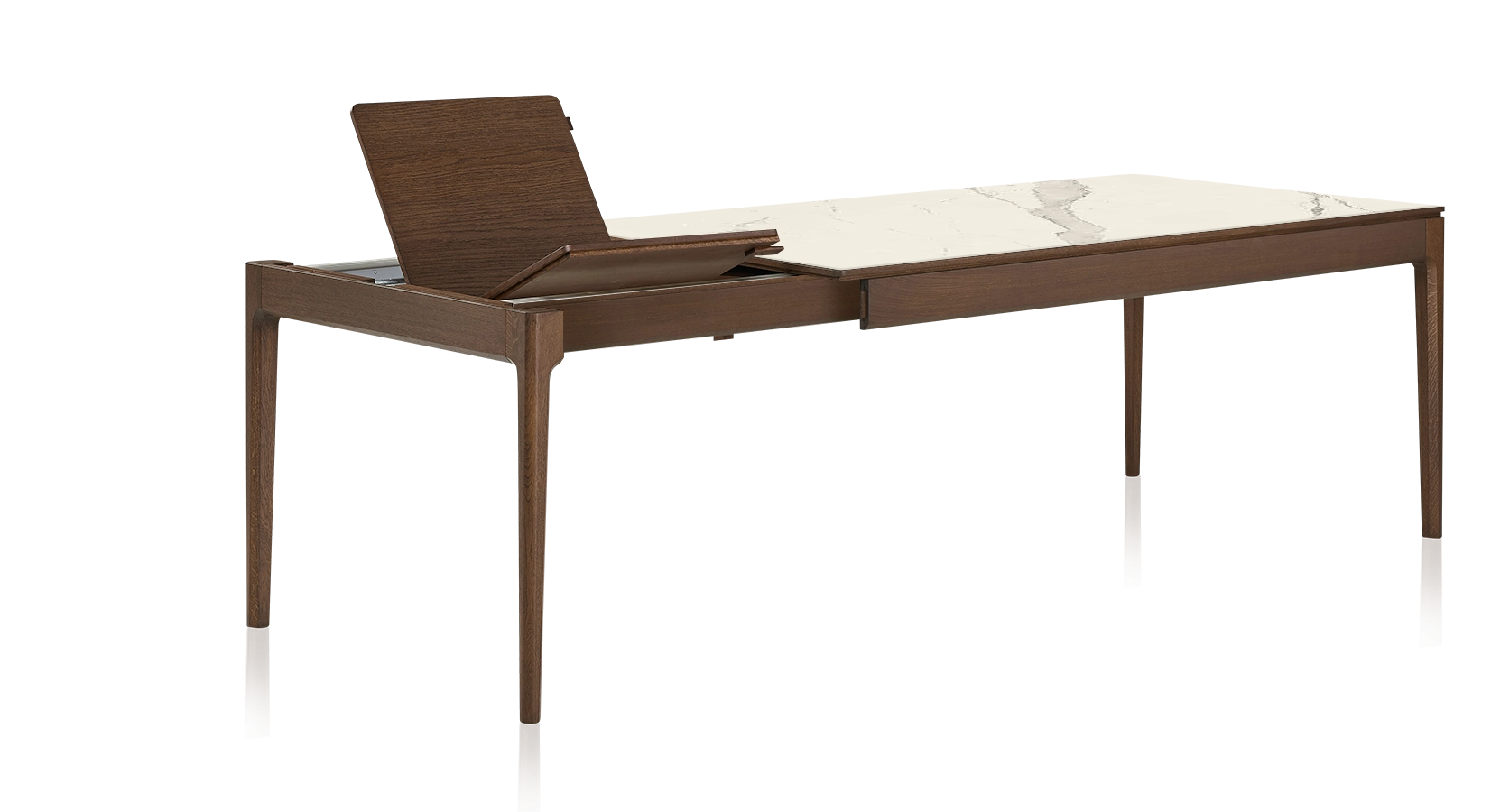 Table extensible en chêne foncé et céramique effet marbre blanc 160x100 ...