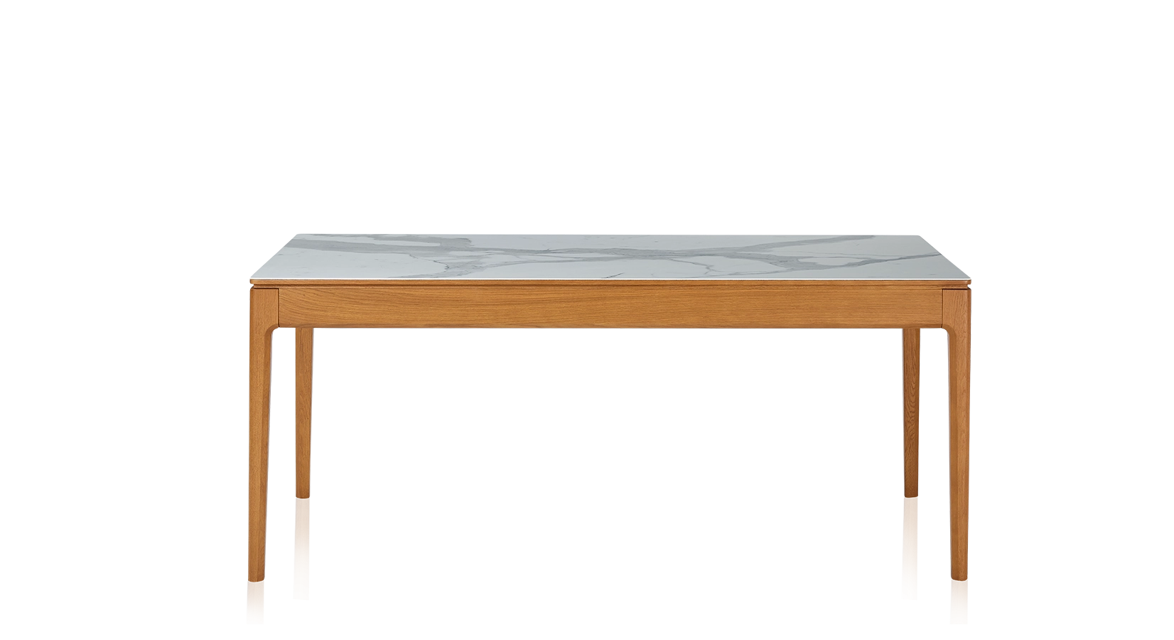 Table extensible en chêne teinte merisier et céramique effet marbre ...