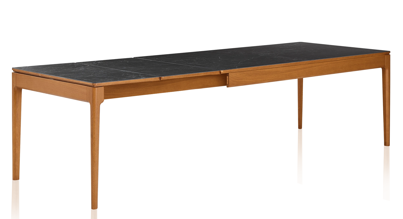 Table extensible en chêne teinte merisier et céramique effet ardoise ...